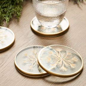 Etched Glass Snowflake Coaster Sets | West Elm