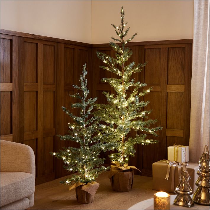 Pre-Lit Faux Blue Spruce Tree w/ Burlap Base | West Elm
