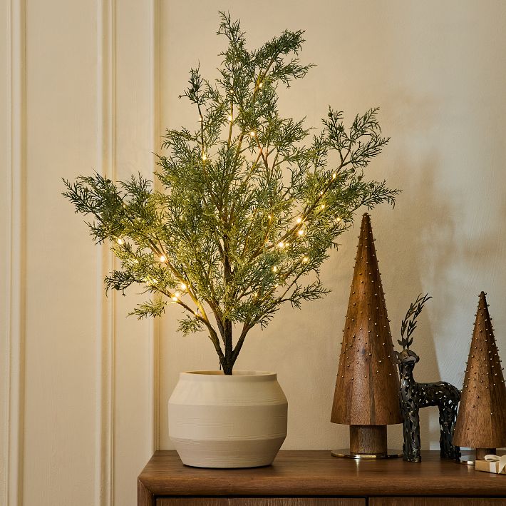 Pre-Lit Faux Potted Juniper Tabletop Tree | West Elm