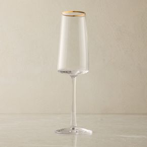 Horizon Lead-Free Crystal Gold-Rimmed Champagne Flute Glass Sets | West Elm