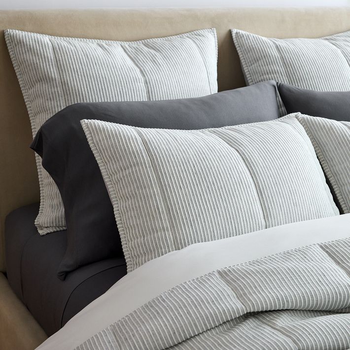 Heathered Linear Comforter & Shams | West Elm