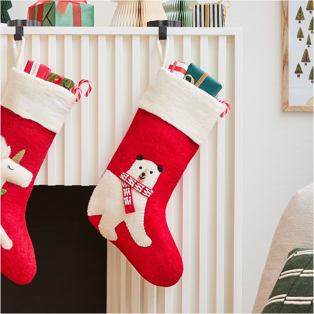 Polar Bear Felt Stocking, Wool, Fair Trade | West Elm