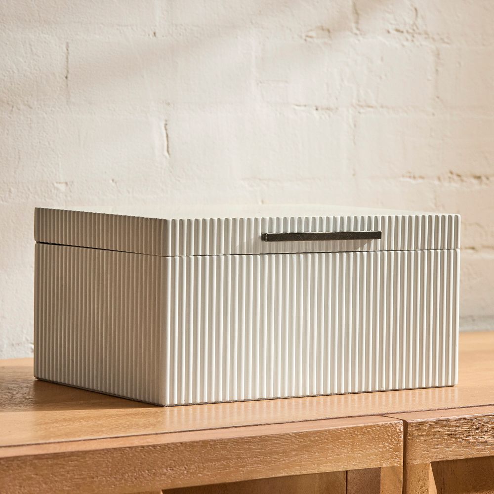 Open Box: Modern Fluted Jewelry Box, Small 5"H - White | West Elm