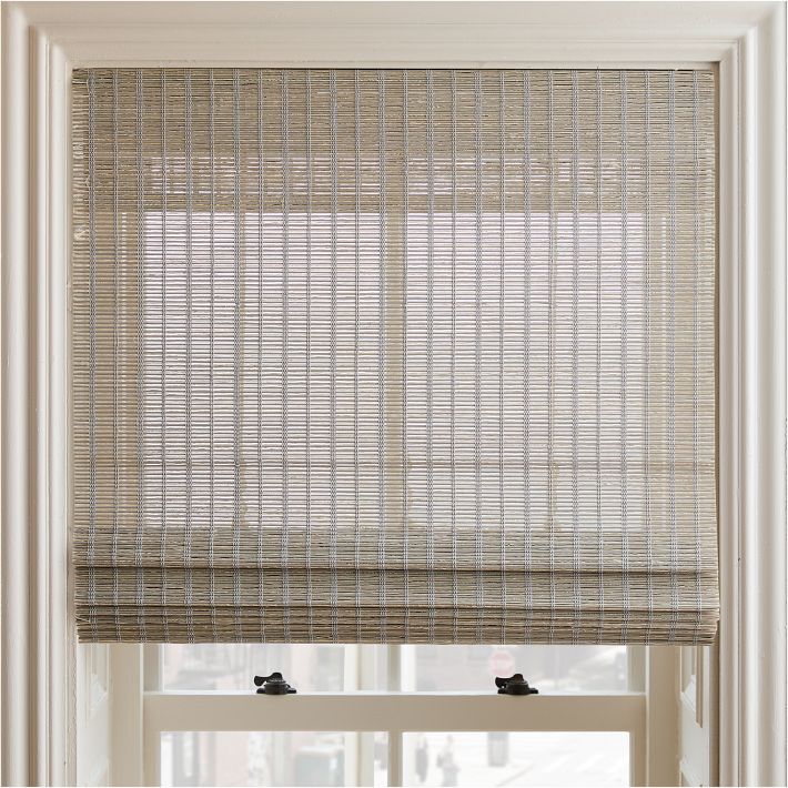 Custom Natural Fine Weave Unlined Roman Shade - Morning Dove | West Elm