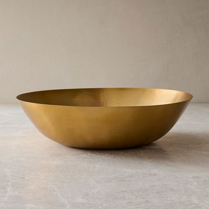 Iris Hammered Metal Serve Bowl - Handcrafted Elegance | West Elm