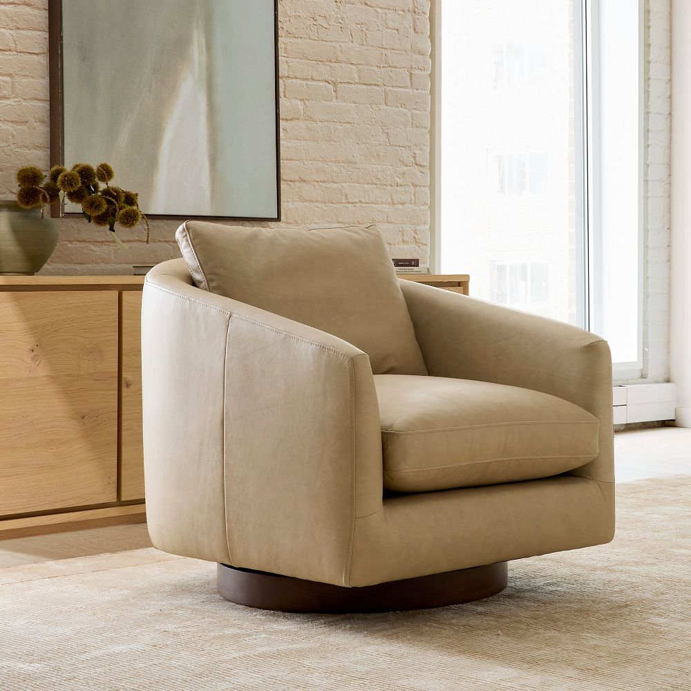 Imogene Leather Swivel Chair | West Elm