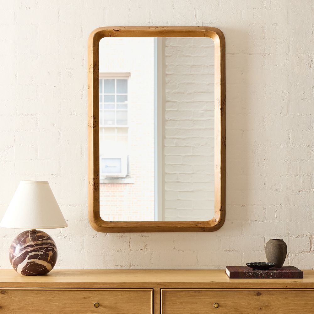 Geo Burled Wood Wall Mirror - Rectangle | West Elm