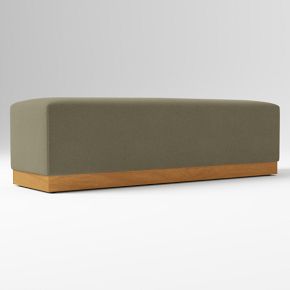 Open Box: Suffolk Bench - Performance Velvet Dark Olive, Cool Walnut ...