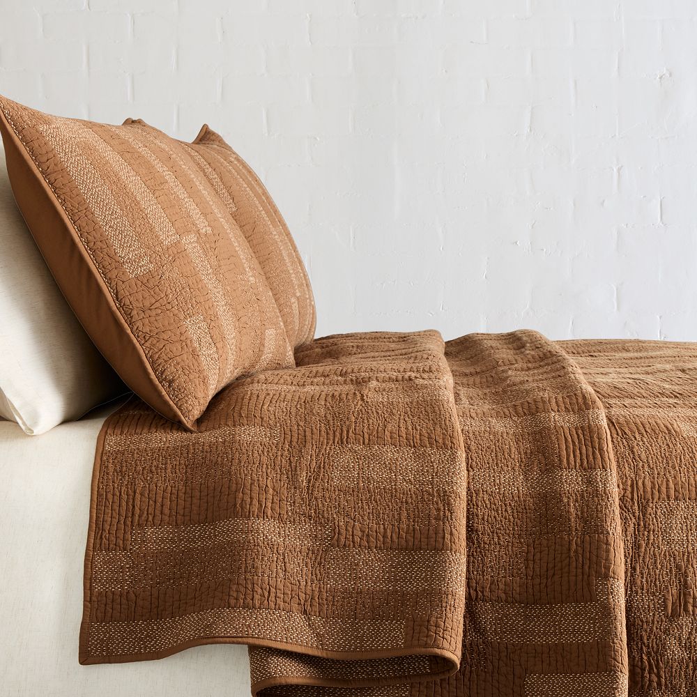 Reflections Linear Stitch Matelasse Quilt & Shams | West Elm