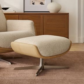 Bowden Fabric and Leather Chair Ottoman | West Elm