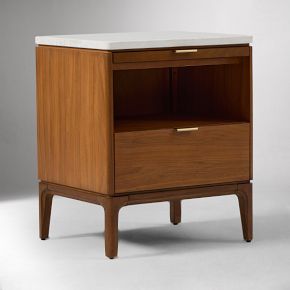 Open Box: Parker Breadboard Drawer Marble Nightstand (21") - Cool ...