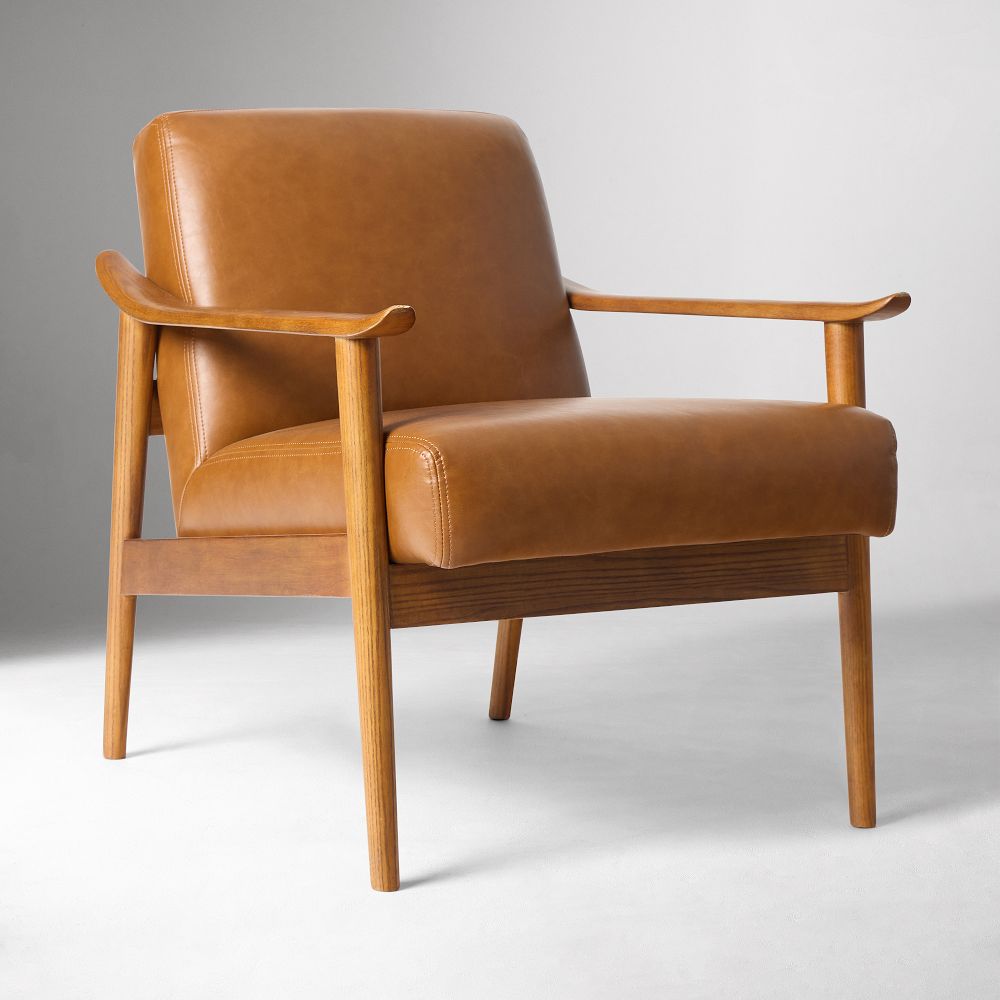 Mid-Century Leather Show Wood Chair | West Elm