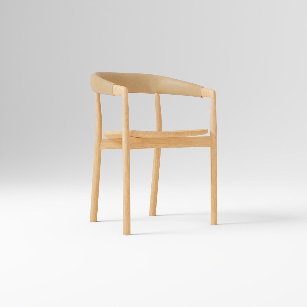 Open Box: Irvine Dining Chair - Ludlow Leather Sand, Blonde Seat | West Elm