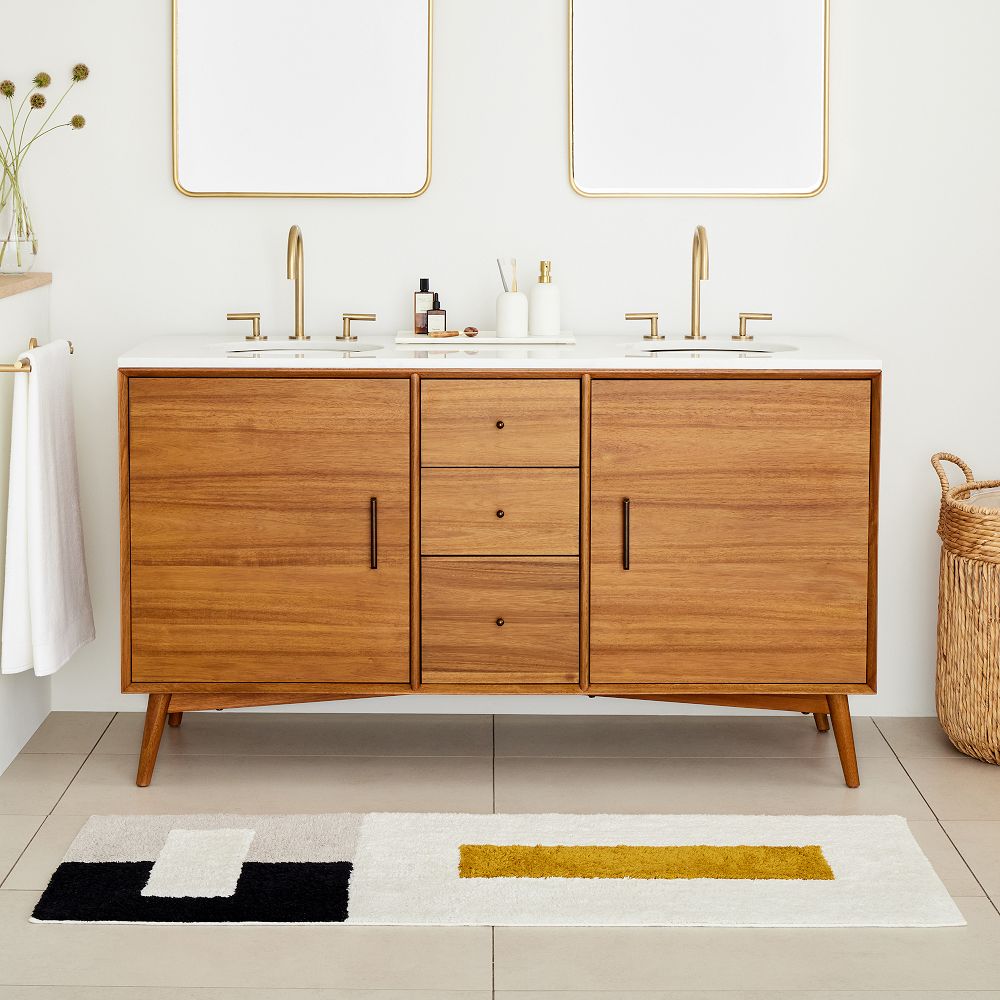 Colorblock Bath Mat Runner, Cotton 24"x64" | West Elm