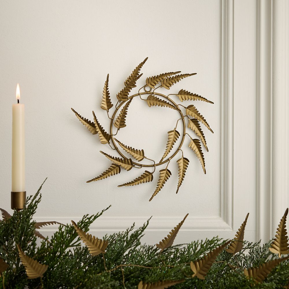 Metal Botanical Wreath Gold Iron Decor | West Elm