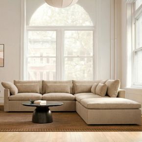 Harmony Modular Thin Arm Small 4-Piece Ottoman Sectional | West Elm