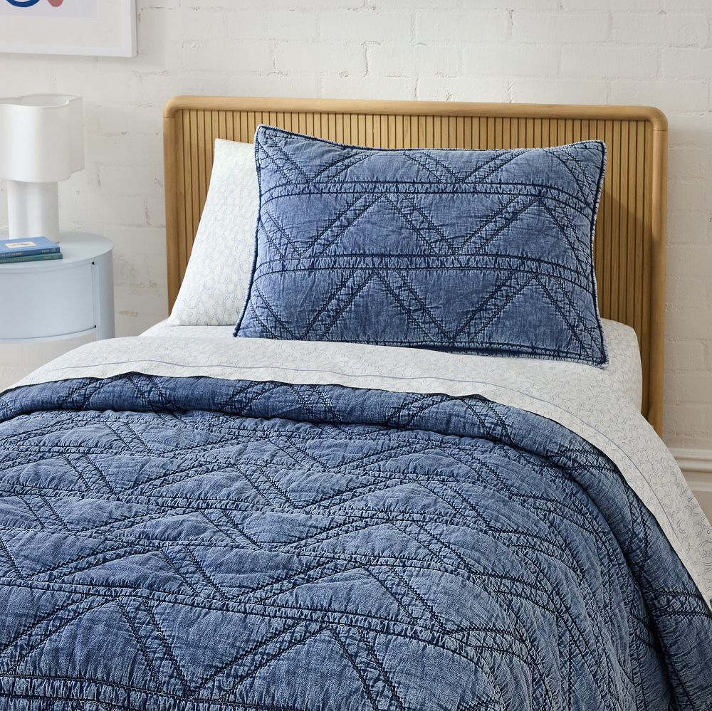 Triangle Denim Quilt & Shams | West Elm