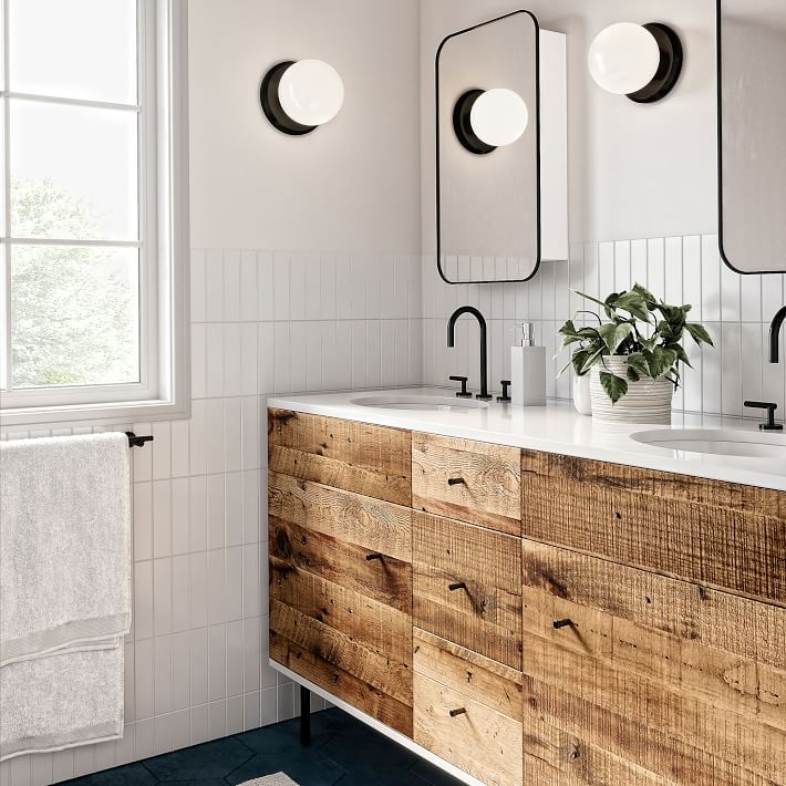 Reclaimed Wood Lacquer Double Bathroom Vanity West Elm