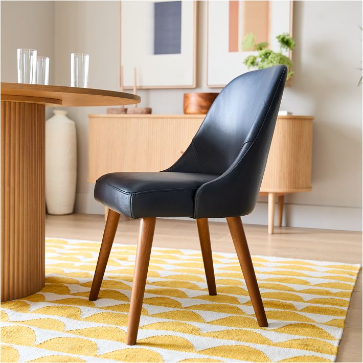 Mid Century Leather Dining Chair Wood Legs West Elm