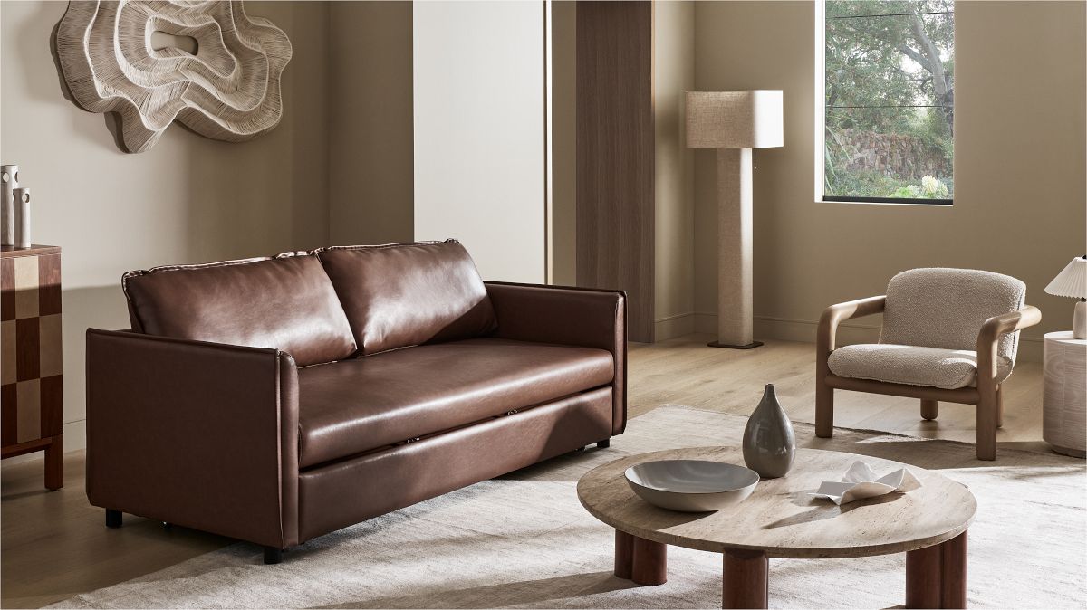 Whitman Sleeper Sofa Ludlow Leather Natural Sand West Elm