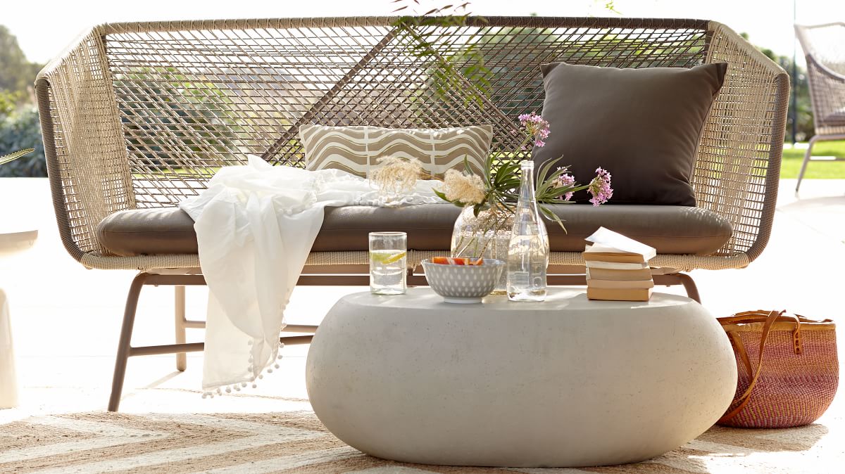 Pebble Indoor Outdoor Oval Coffee Table Modern Outdoor Furniture West Elm