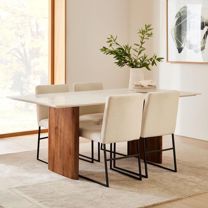 Anton Marble Dining Table 72 Wood Legs West Elm
