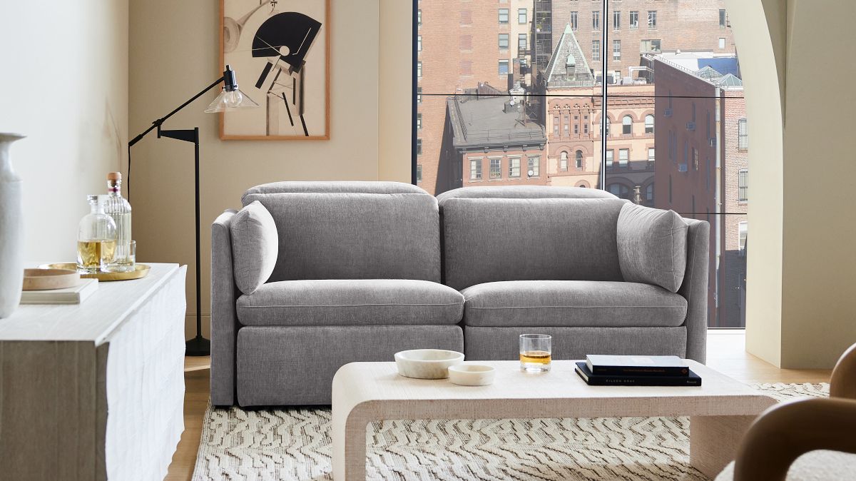 Reclining velvet sofa store