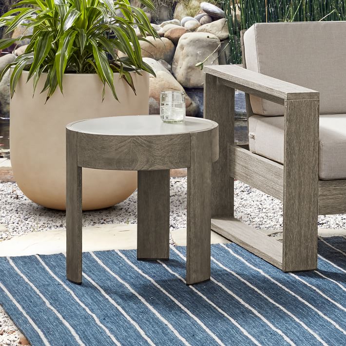Portside Outdoor Round Concrete Side Table | West Elm