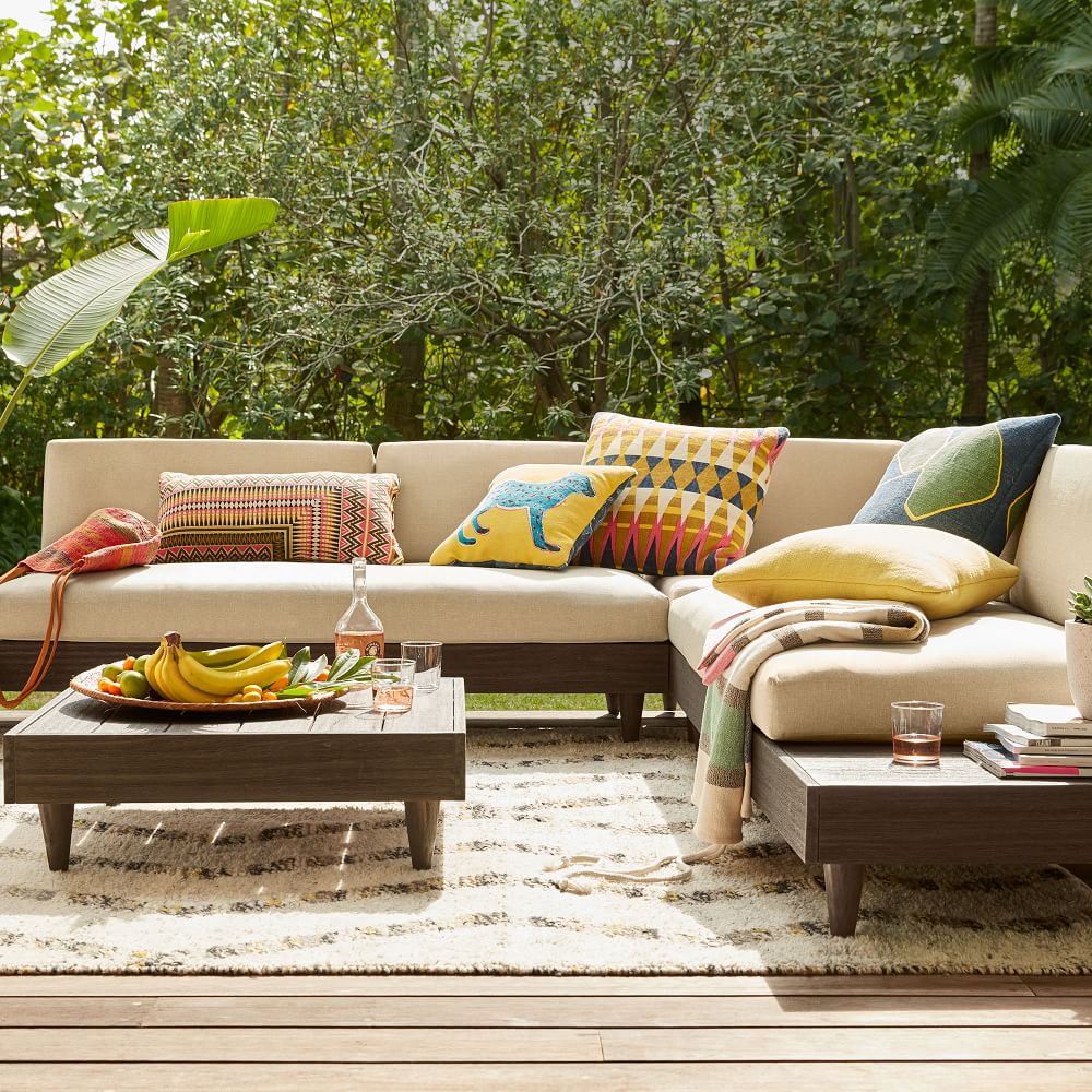 Portside Low Outdoor 3-Piece L-Shaped Sectional | West Elm