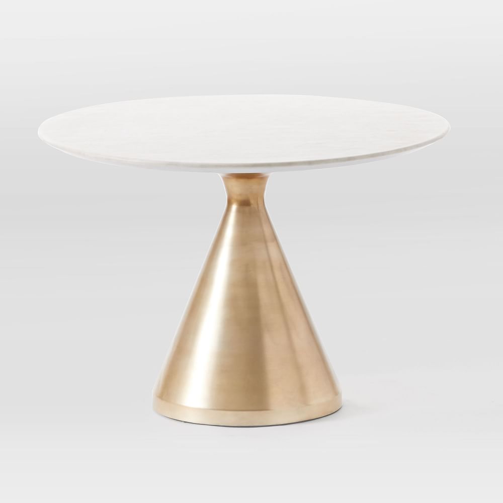Silhouette Pedestal Round Dining Table - White Marble | West Elm