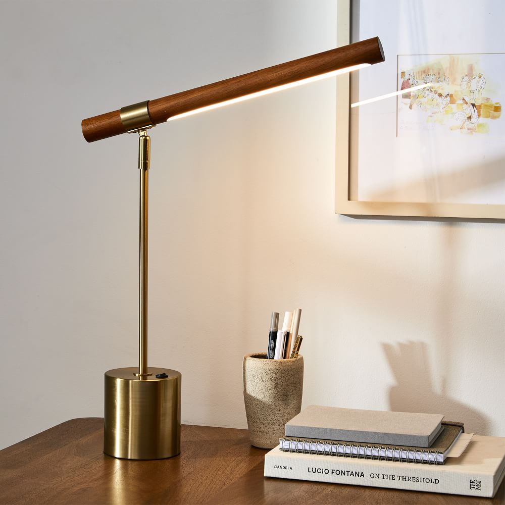 Linear Wood LED USB Table Lamp (18") | West Elm