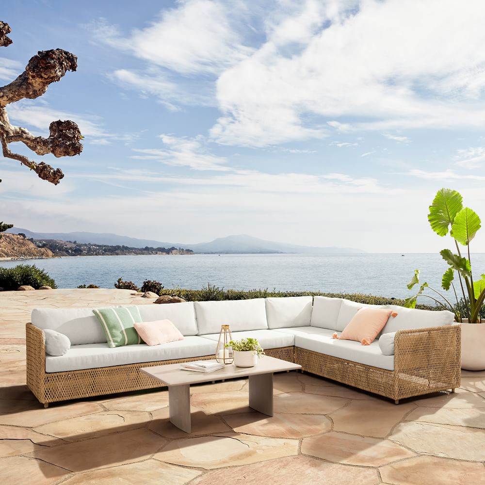 Coastal Outdoor 4-Piece L-Shaped Sectional (131") | West Elm