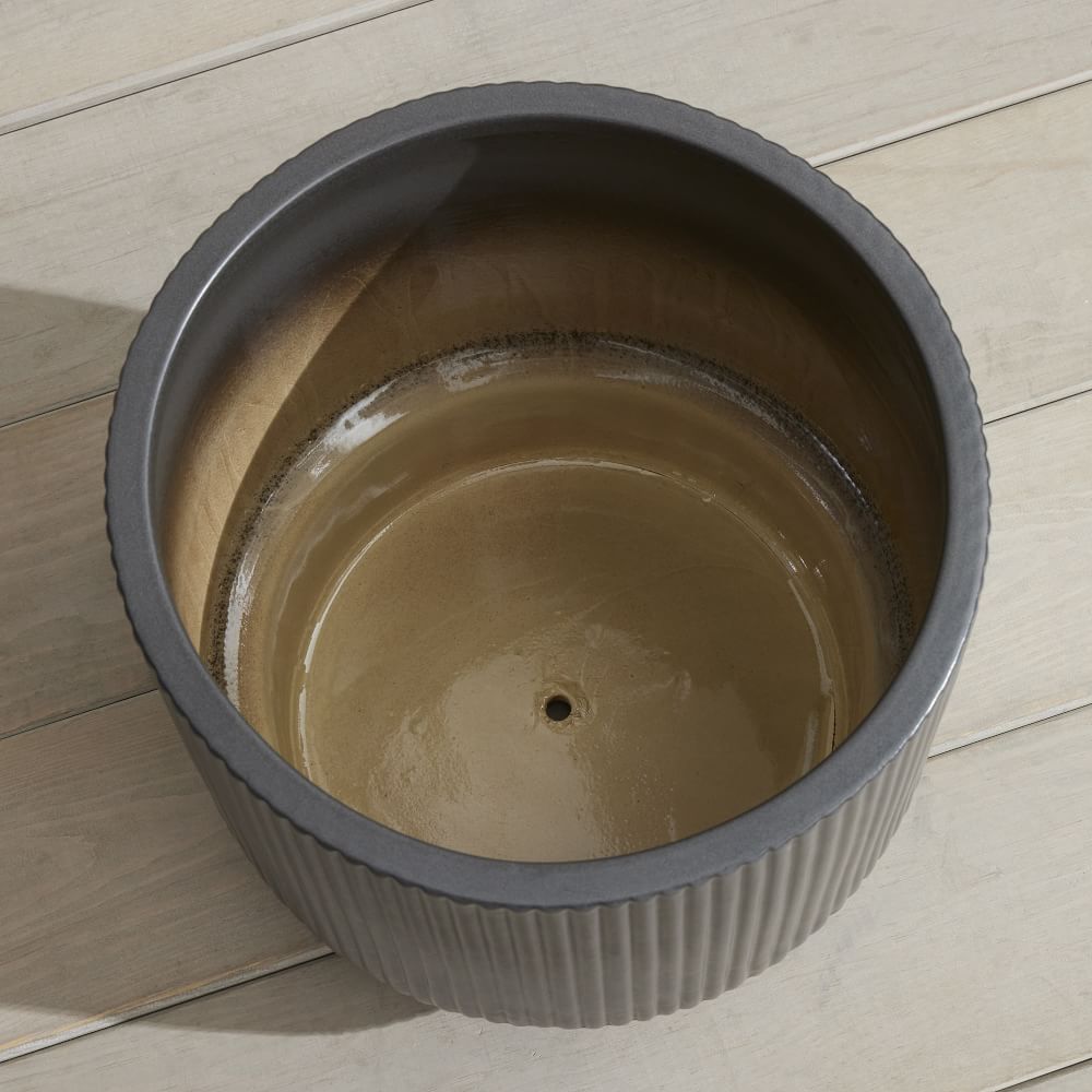 Fluted Ceramic Indoor/Outdoor Planters | West Elm