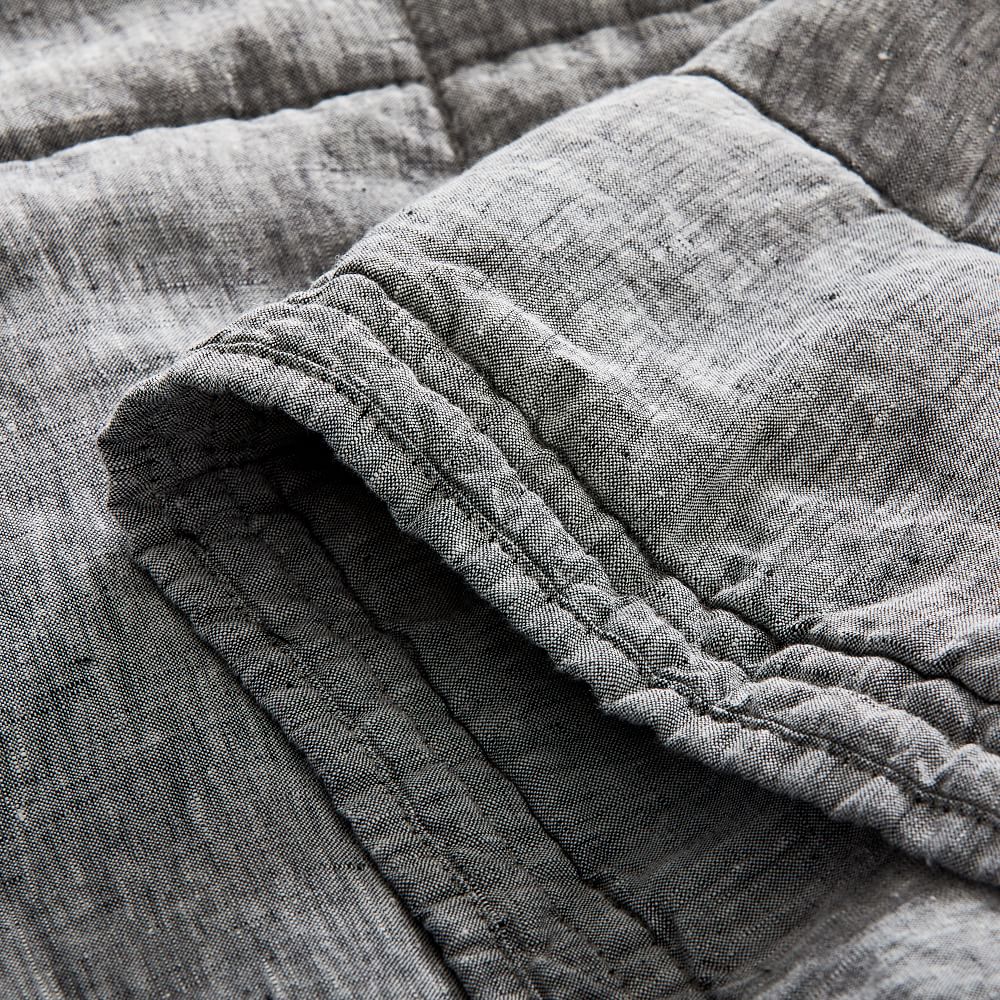 European Flax Linen Box Stitch Quilt & Shams | West Elm