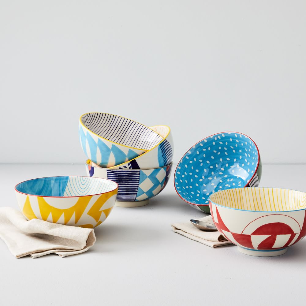 Hand-Painted Pattern Pop Bowls - Large | West Elm