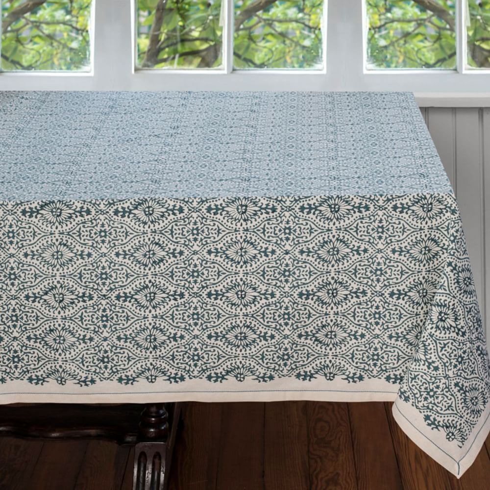 Artisan Block-Print Cotton Tablecloth | West Elm