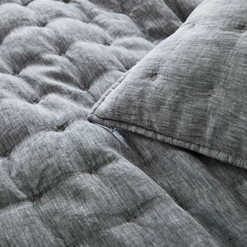 European Flax Linen Tack Stitch Quilt & Shams | West Elm