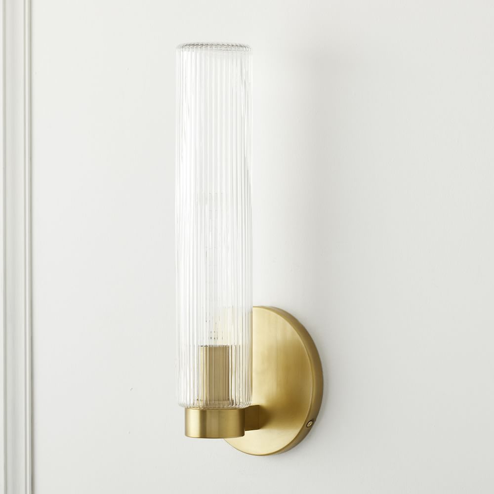 Fluted Glass Indoor/Outdoor Sconce | West Elm