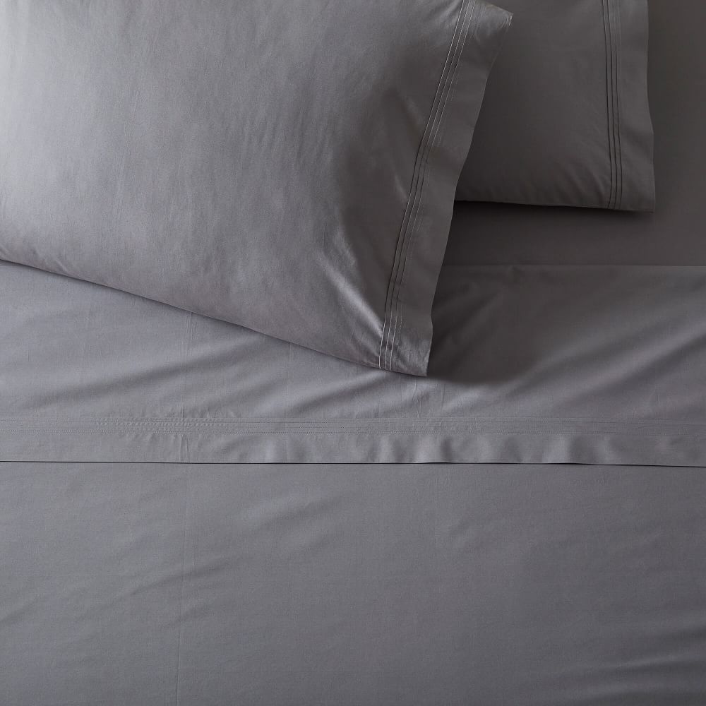 400-Thread-Count Organic Percale Pleated Edge Sheet Set & Pillowcases ...