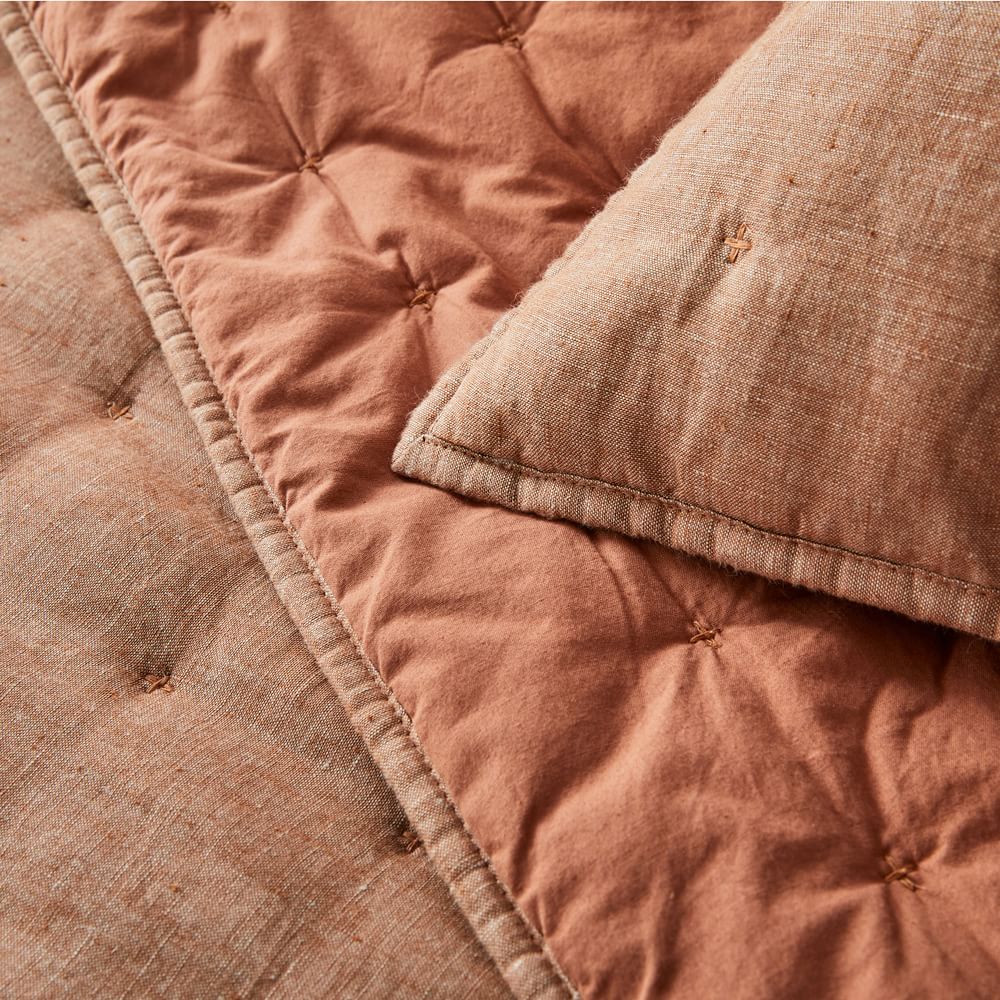 European Flax Linen Tack Stitch Quilt & Shams | West Elm