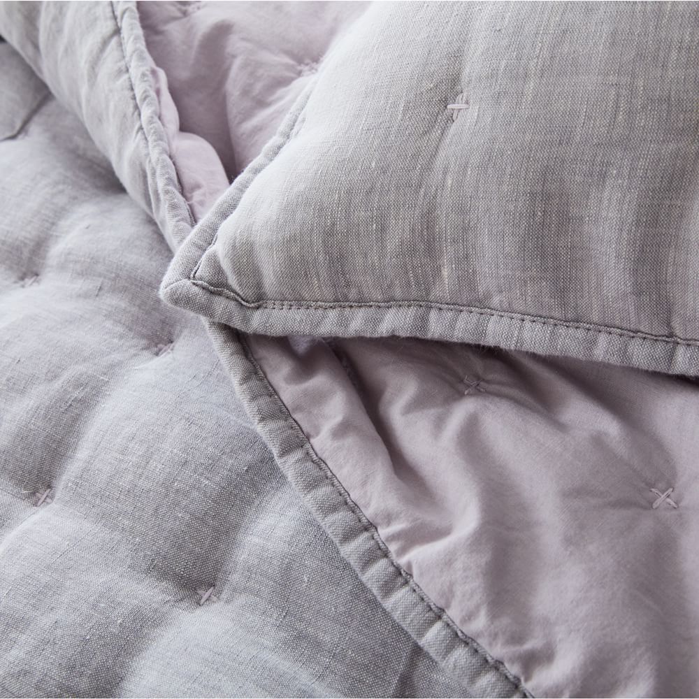 European Flax Linen Tack Stitch Quilt & Shams | West Elm