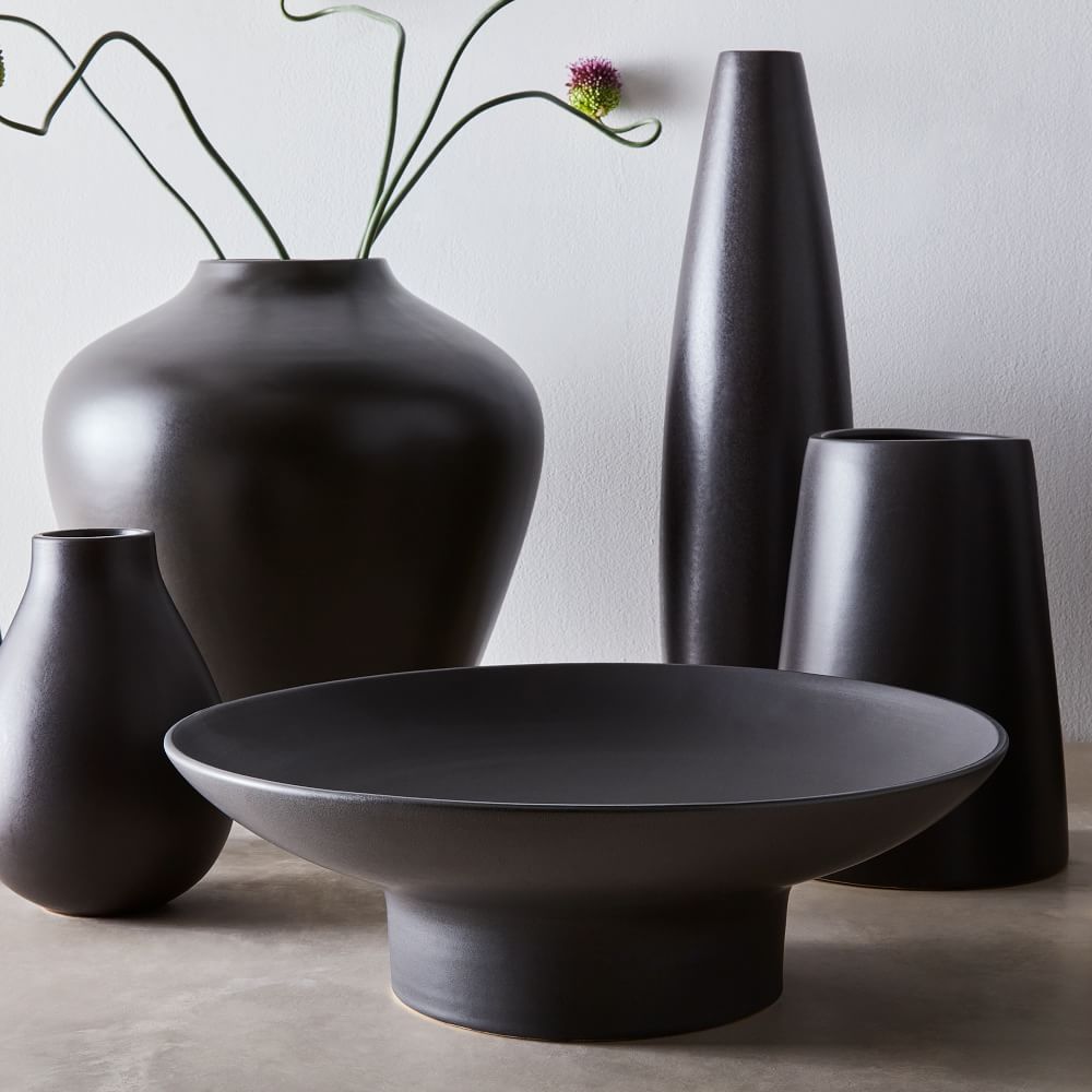 Pure Black Ceramic Vases | West Elm