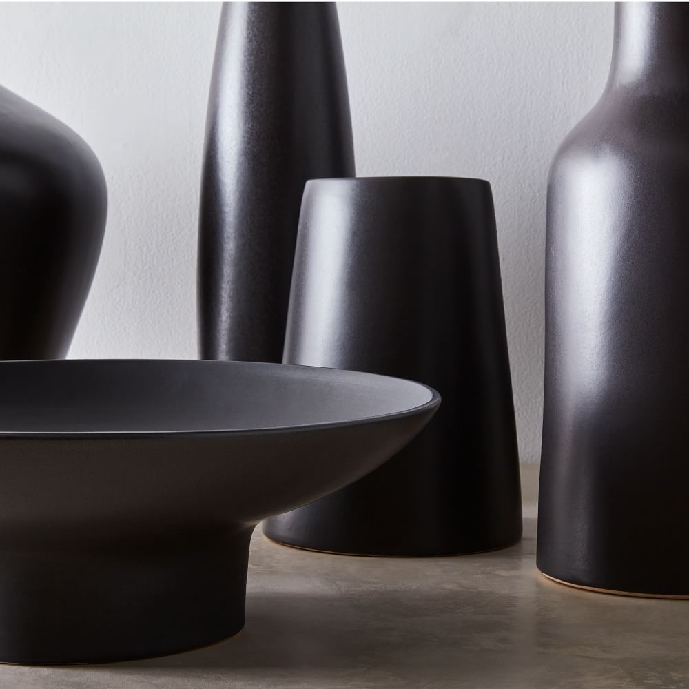 Pure Black Ceramic Vases | West Elm