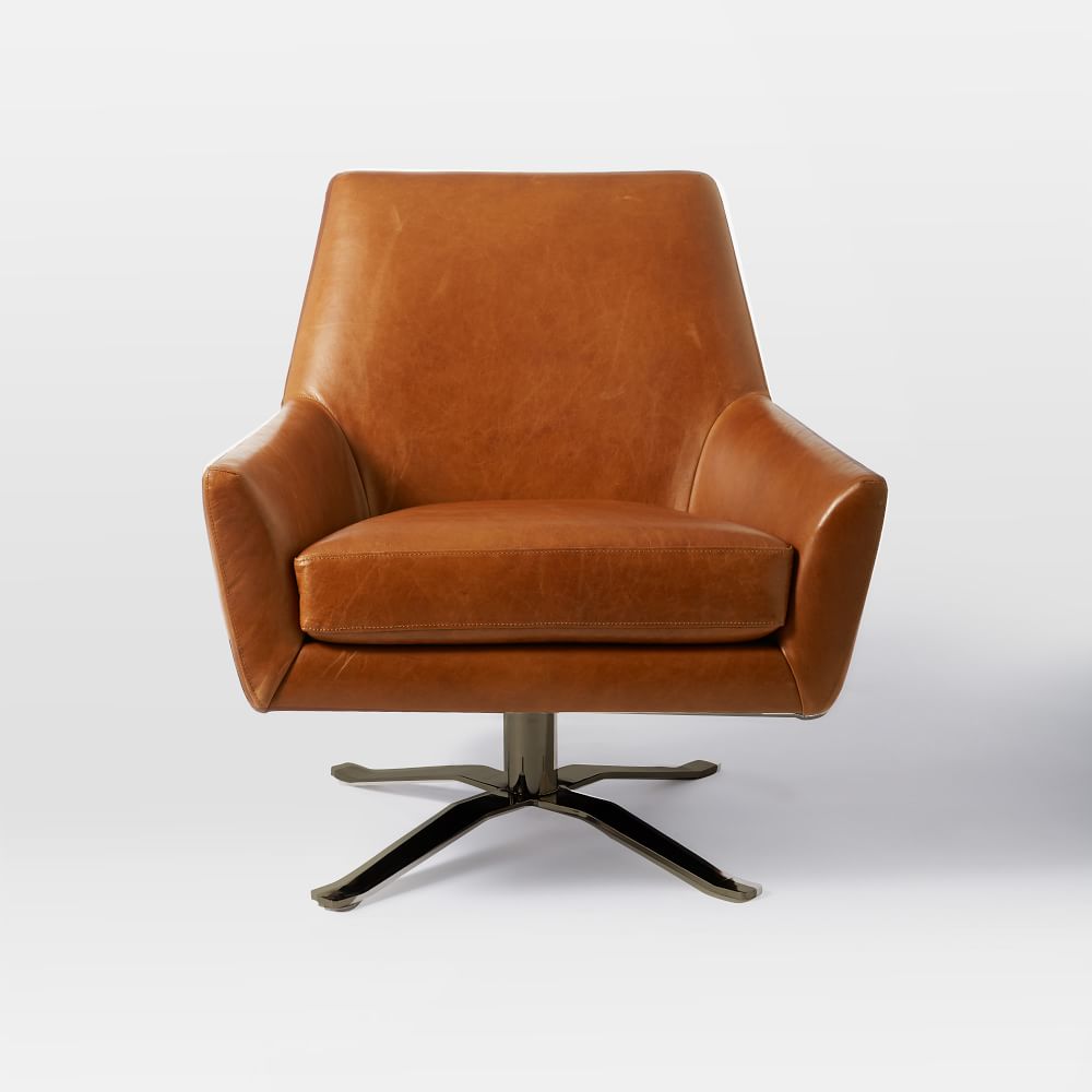 Lucas Leather Swivel Base Chair | West Elm