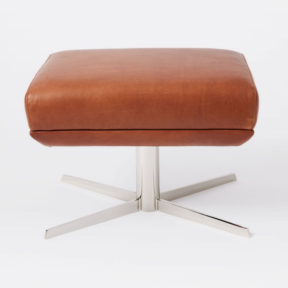 Austin Leather Swivel Ottoman | West Elm