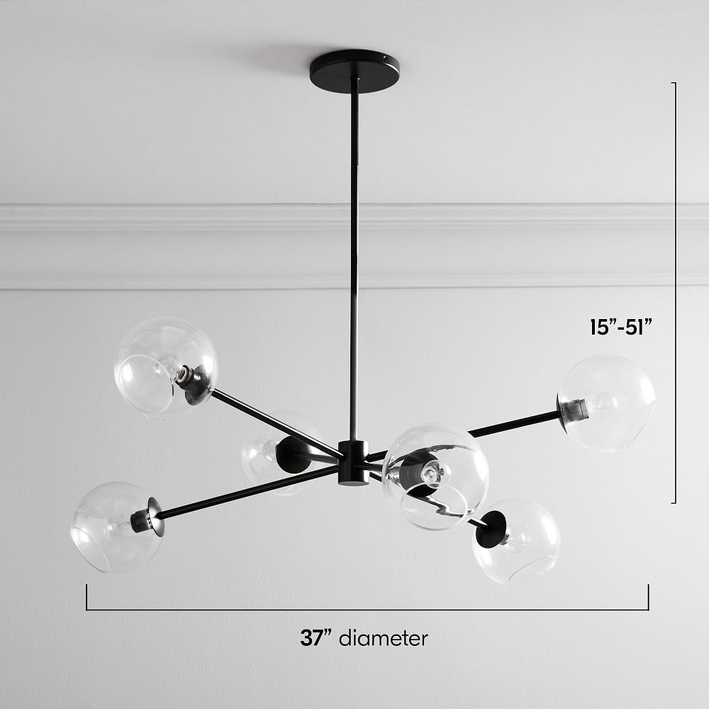 Staggered Glass 6-Light Chandelier (37") - Clear | West Elm
