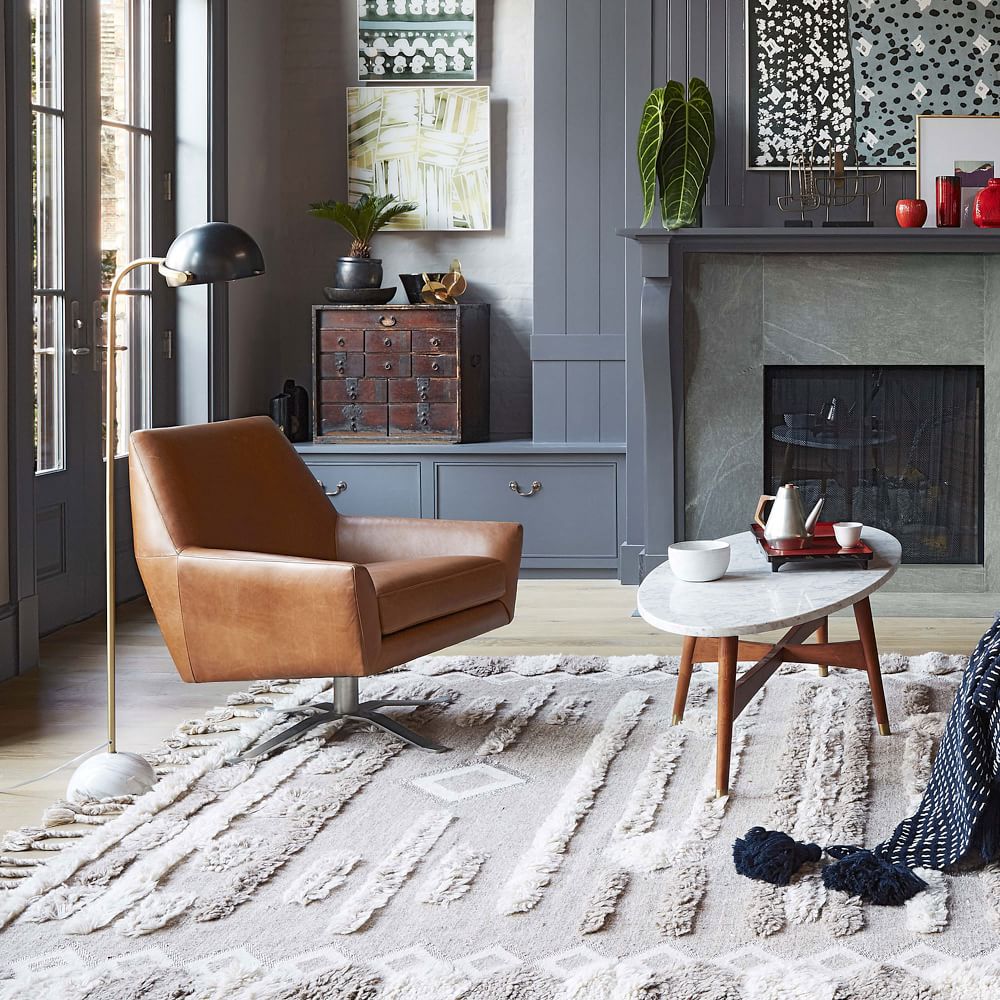 Lucas Leather Swivel Base Chair | West Elm