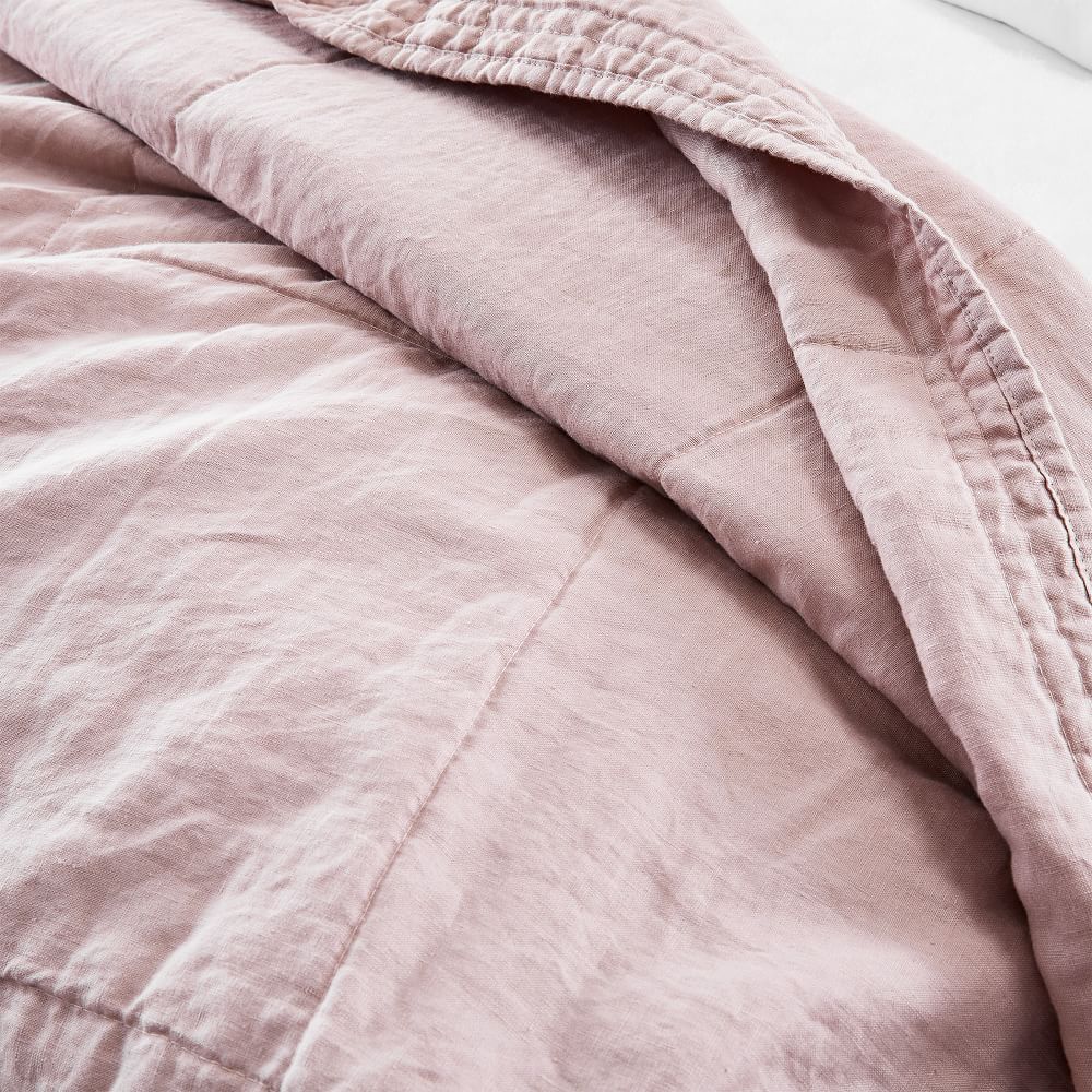 European Flax Linen Box Stitch Quilt & Shams | West Elm
