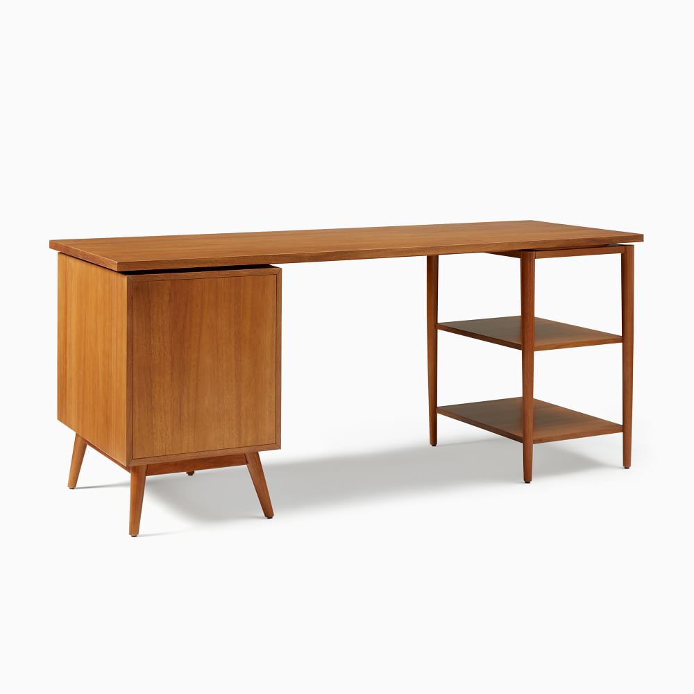 Mid-Century Modular Desk w/ File Cabinet & Shelves (70") | West Elm