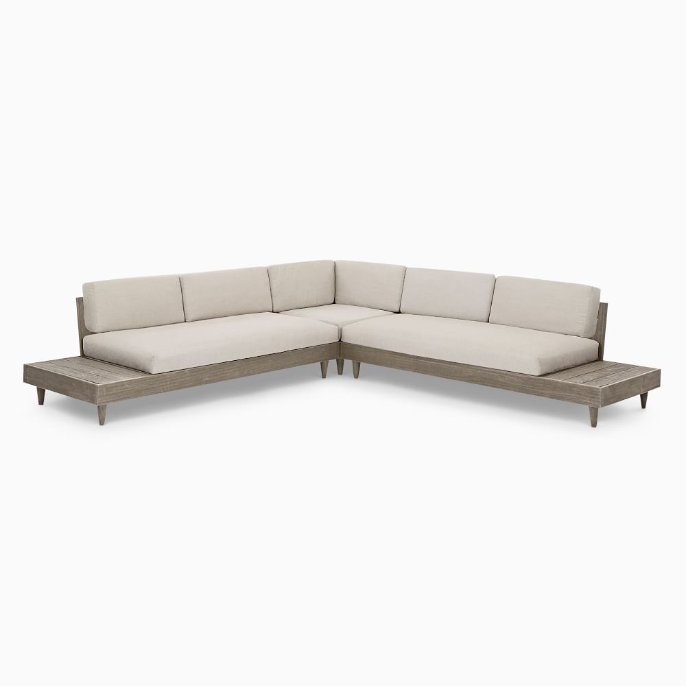 Portside Low Outdoor 3-Piece L-Shaped Sectional (112") | West Elm